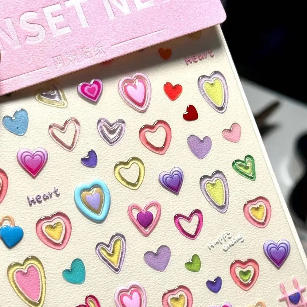 Наклейки Ins Dopamine Love, желейные наклейки для скрапбукинга, 5D наклейки в виде розовых сердечек, корейский стиль, декор для дневников своими руками, кавайные наклейки для ногтей для девочек
