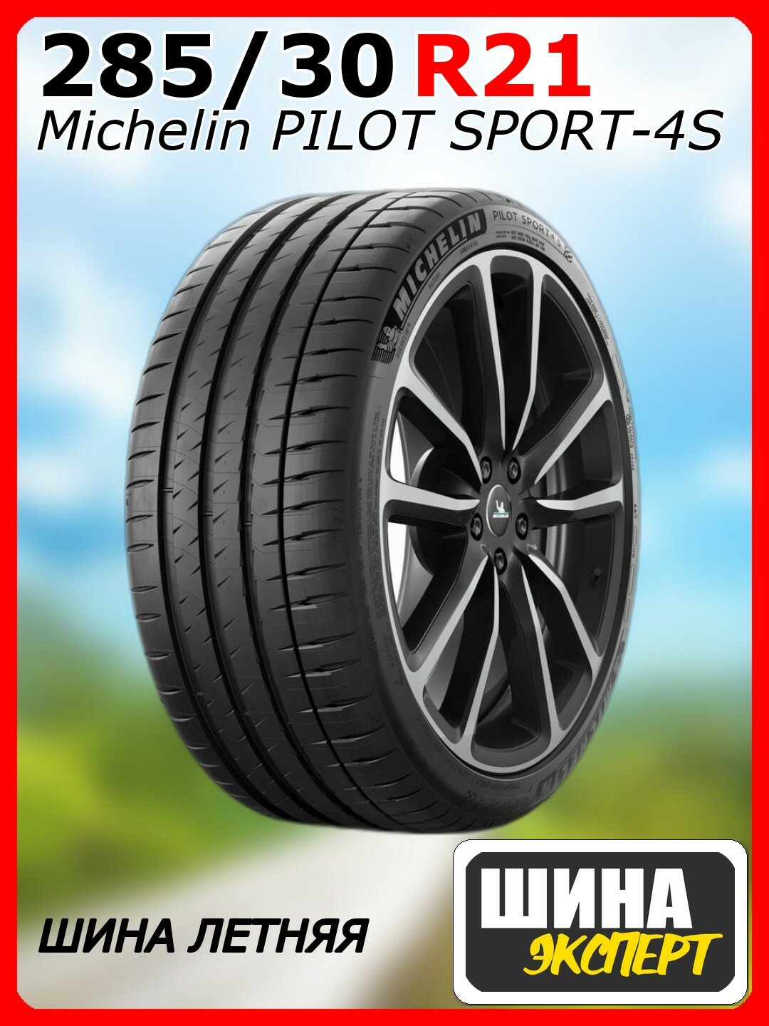 Шина летняя Michelin 285/30/21 Y 100 Pilot Sport 4S XL для легковых автомобилей 526682