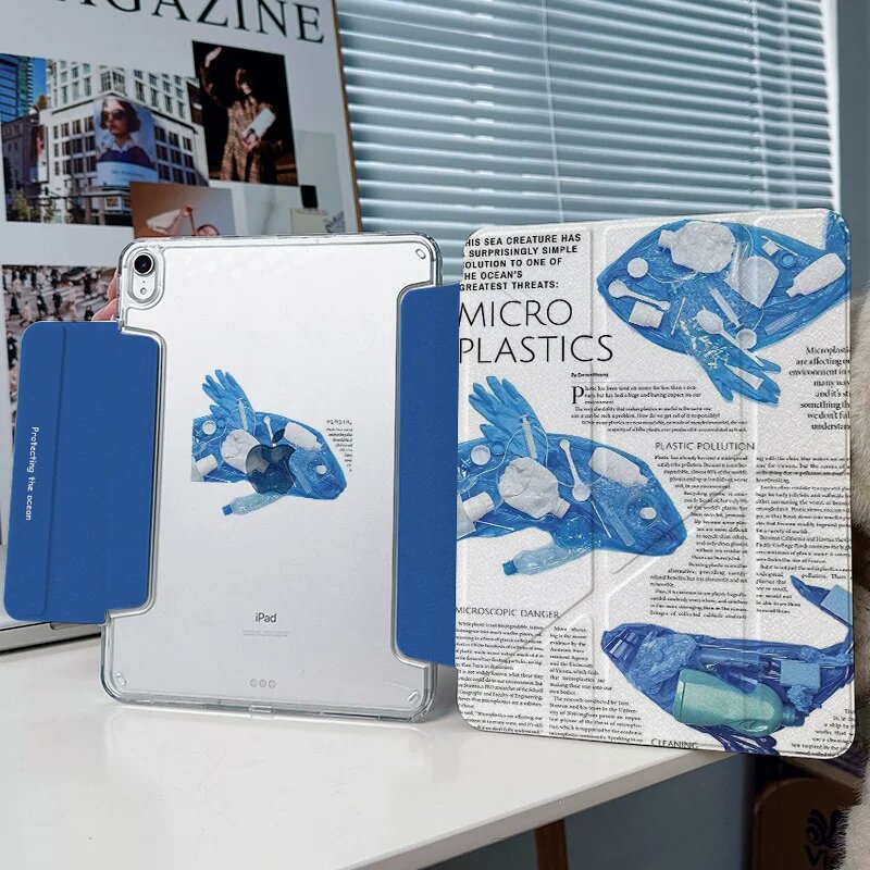 Чехол из акрила для iPad 12-го поколения 11" 2026 с застежкой, совместимый со стилусом, без отсека для ручки, узор