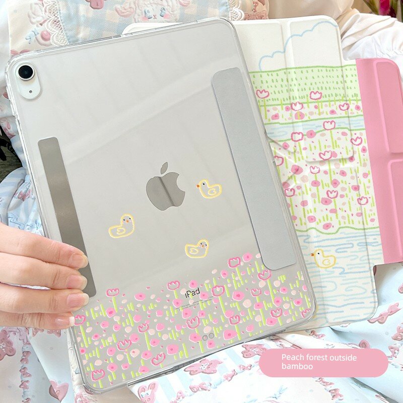 Магнитный разделенный чехол для iPad Air 7 11-дюймового M3 2025 года без держателя для ручки, форма Y, узор «Бамбуковая