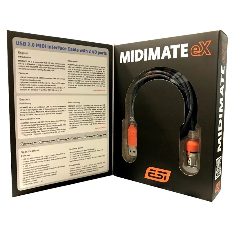 Кабель MIDI-интерфейса ESI MIDIMATE EX USB с двумя портами ввода/вывода (5,9 фута)