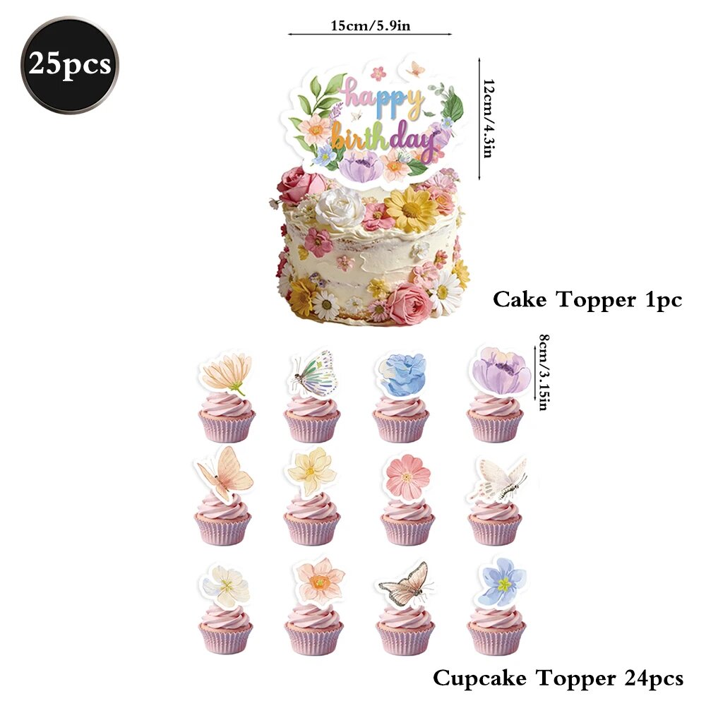 Набор для торта и капкейков "Бабочки", 25pcs
