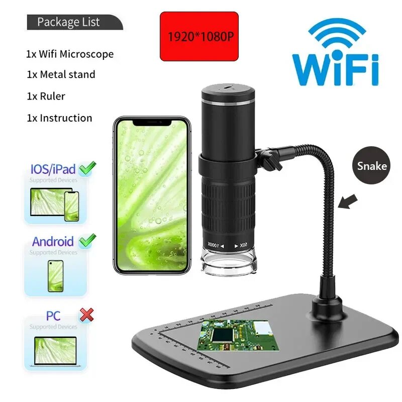 WIFI цифровой микроскоп 50X-1000X черный WIFI Version