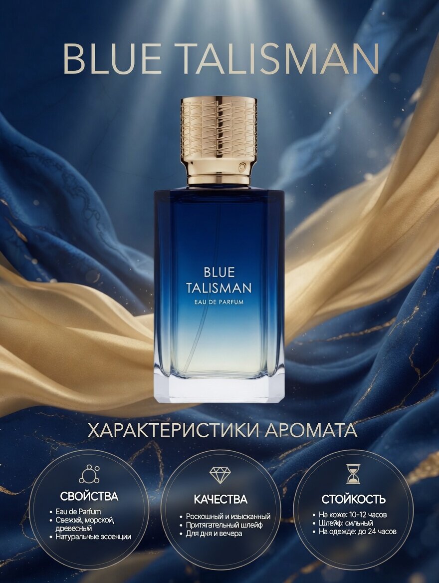 Духи масляные, авторские, в виде спрея, стойкие, Blue Talisman 10мл, для женщин и мужчин, унисекс