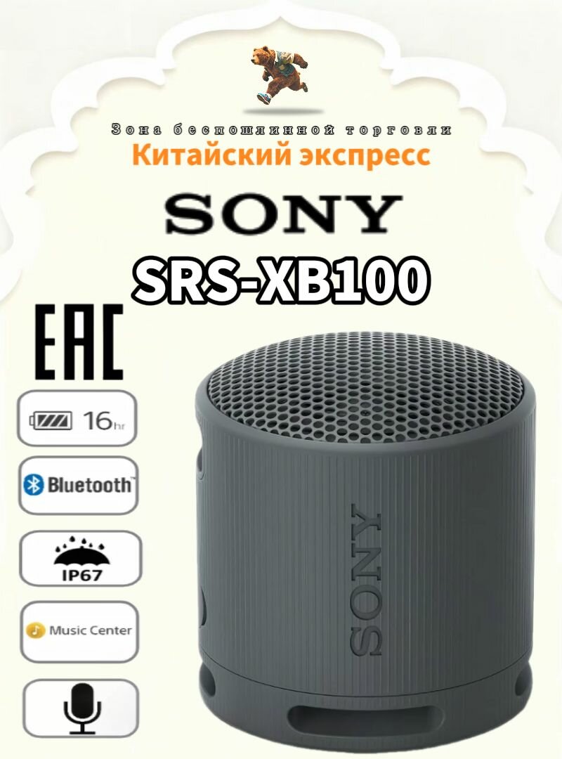 Беспроводная колонка Sony SRS-XB100, черный портативная