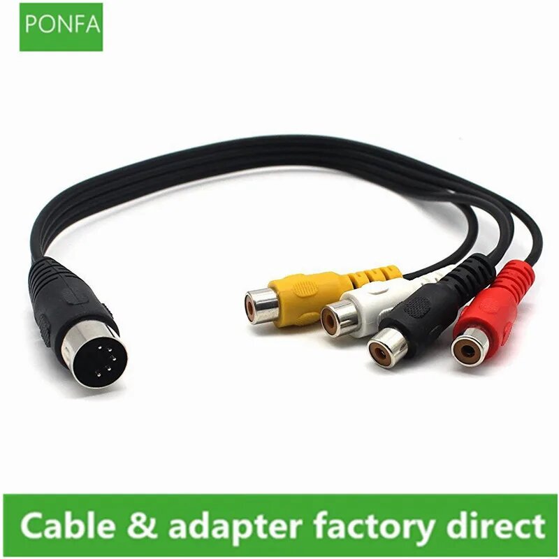 Аудиокабель DIN 5-pin male to 4 x RCA female CY 0,3 м