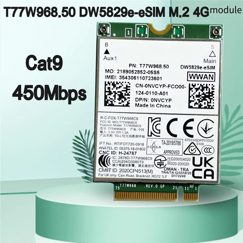 M.2 4G Модуль модема Dw5829e-ESIM для ноутбука Dell