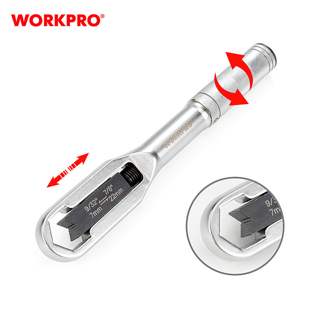 Ключ разводной "Workpro", 7 - 22 мм, хромованадиевая сталь (WP272015) — фото 1