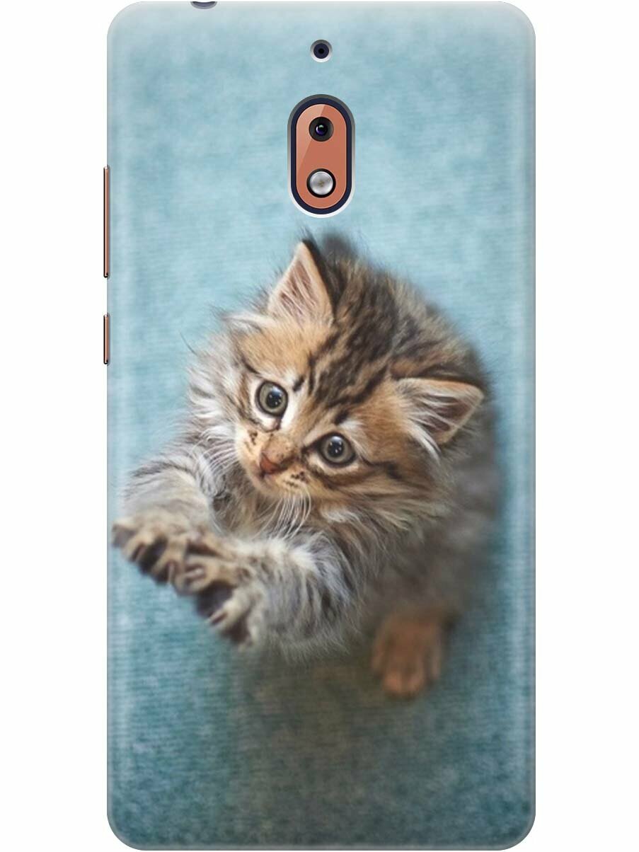 Накладка Transparent для Nokia 2.1 с принтом "Котёнок на голубом"