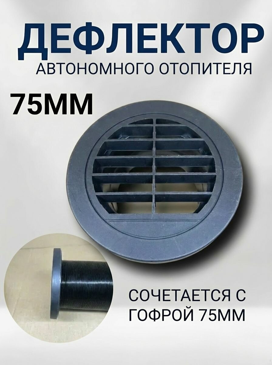 Дефлектор 75мм крутящийся плоский для автономного отопителя (автономки) без шторок