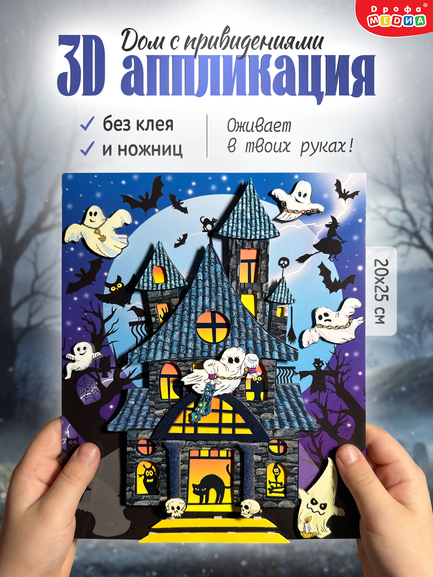Набор для аппликации Дрофа-Медиа "Дом с привидениями", 3D, самоклеящийся, 20х25 см