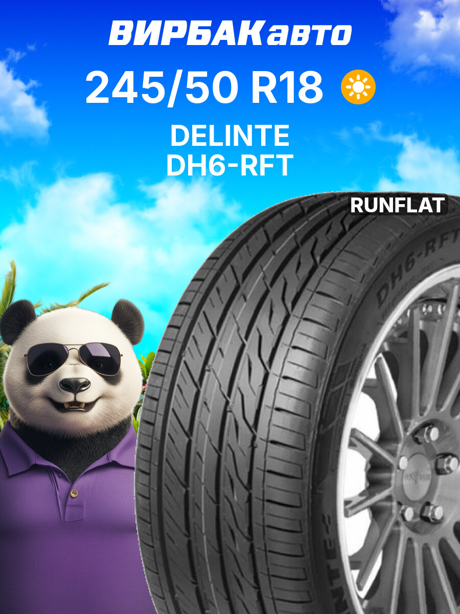 Летние шины DELINTE DH6-RFT 245/50 R18 100Y RunFlat, летняя автомобильная резина