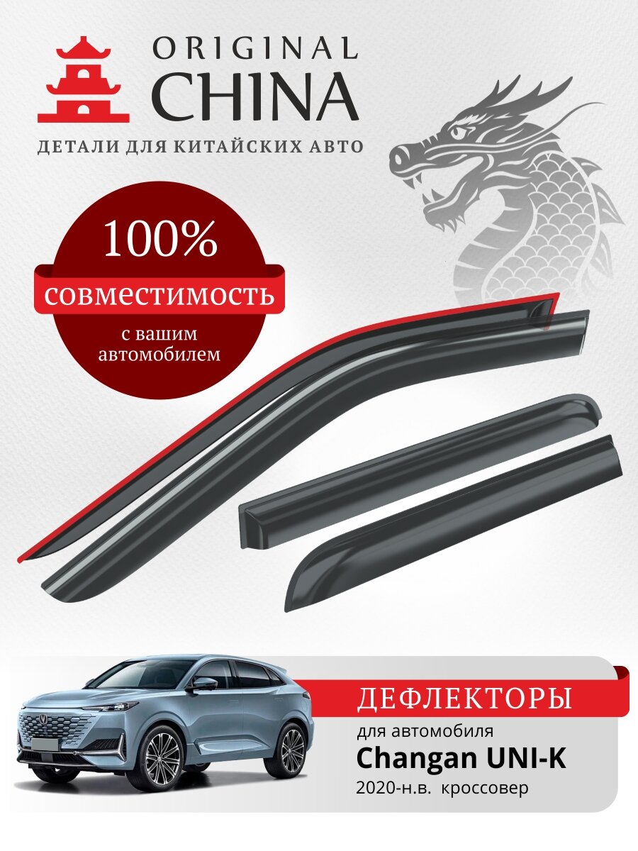 Дефлекторы на Changan UNI-K (Чанган юни-к) 2020, 2021, 2022, 2023, 2024, 2025, 2026 ветровики, Original China
