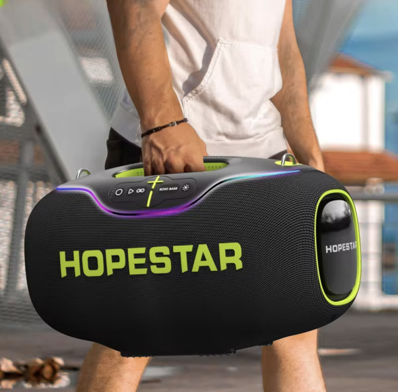 Портативная колонка Hopestar A80, 30000 mAh, 350Вт, встроенная подсветка, IPX6