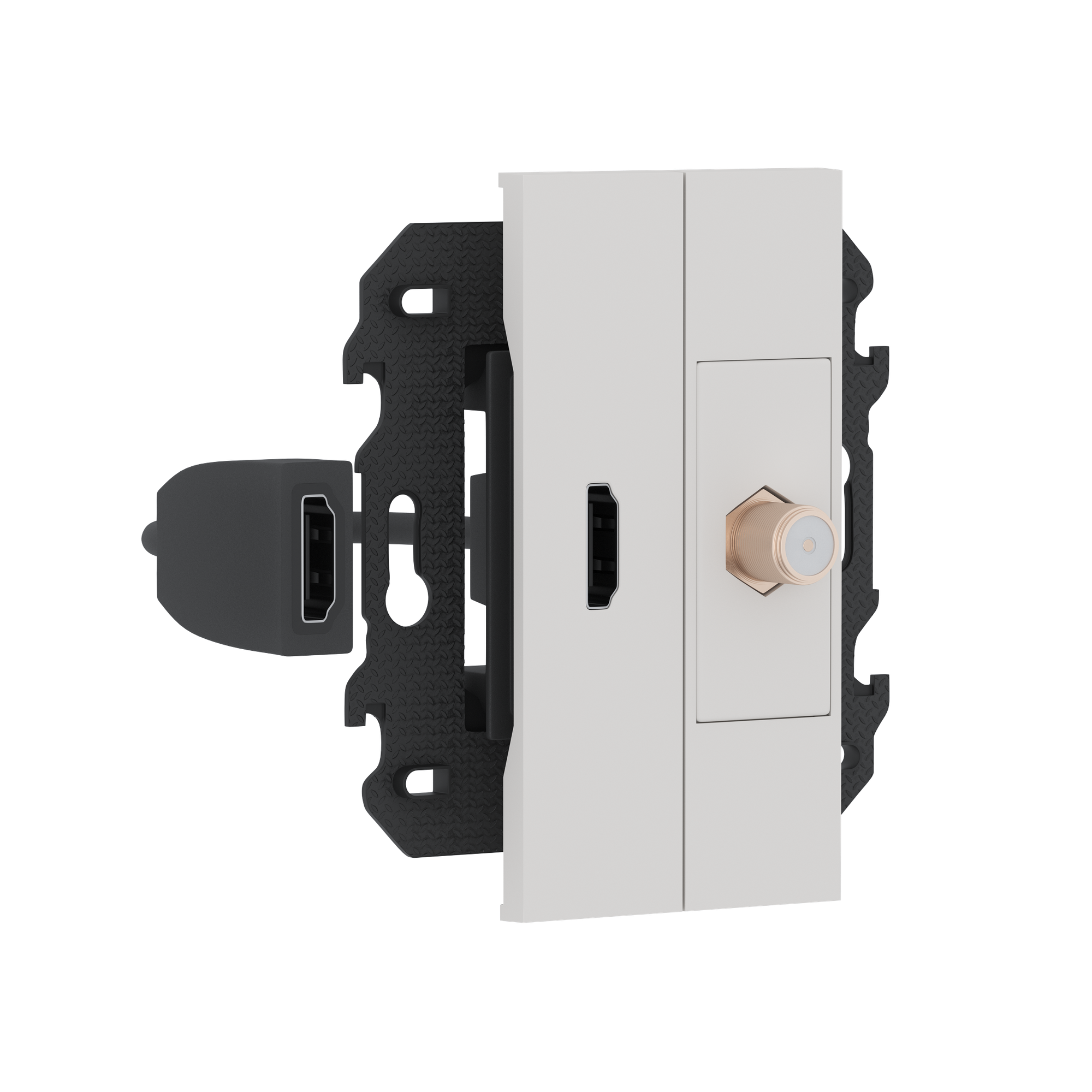 Розетка комбинированная HDMI + TV/SAT простая с F-разъёмом, цвет серый матовый, серия VGD