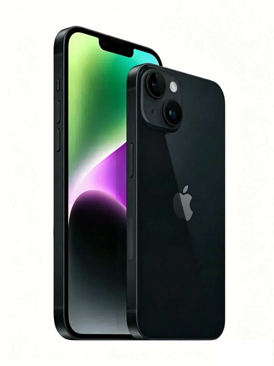 Смартфон Apple iPhone 14 128 ГБ, мощный процессор A15, камера pro ночью, экран OLED 6.1", тёмная ночь（black）