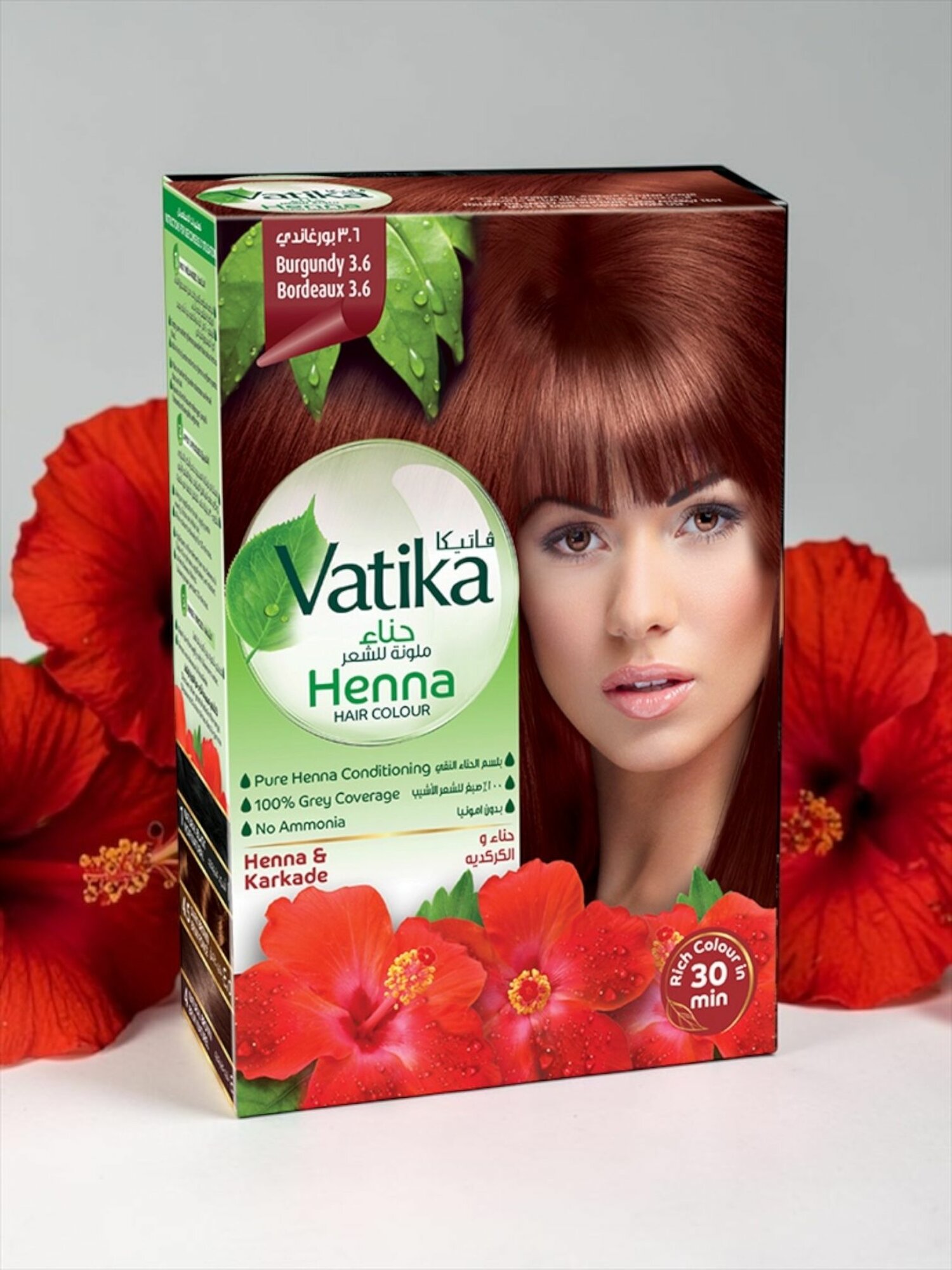 Dabur Vatika Натуральная краска для волос с хной Henna Natural Бургунди 6 шт по 10 г