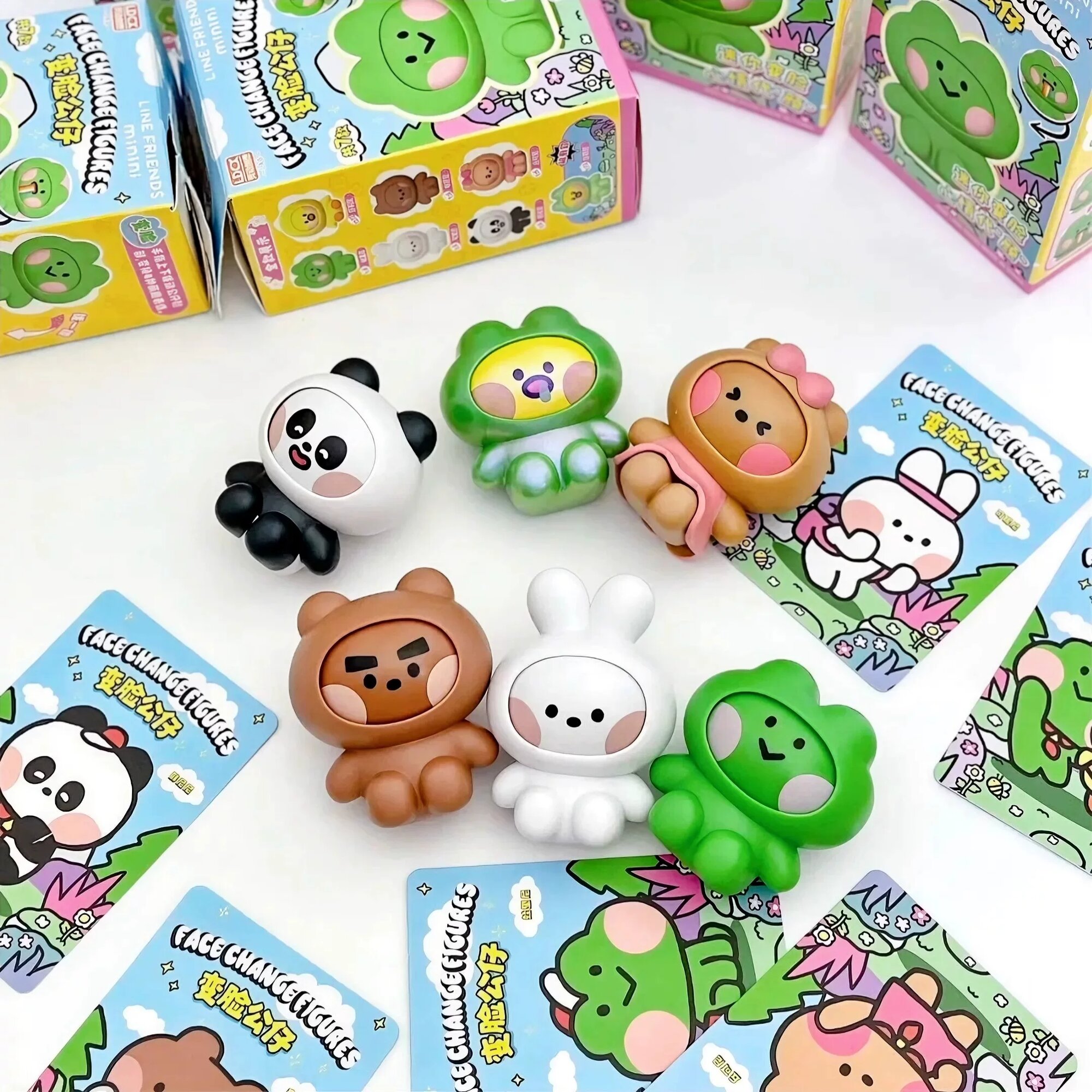 LINE FRIENDS minini лицезменяющийся слепой набор с двумя случайными фигурками, коллекционная игрушка, высота 6 см каждая