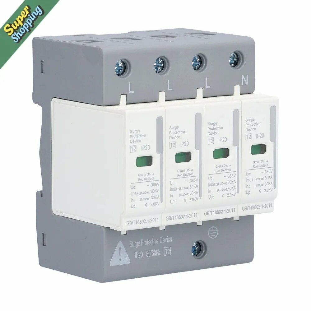 Устройство грозозащиты BERM Surge Arrester SPD для электрических цепей 220 В 380 В 4P60KA