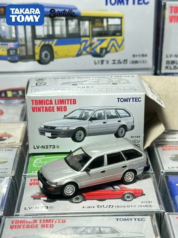 Машинка Tomytec 1/64 Tomica Limited Vintage Tomytec TLV LV-N273b Toyota Corolla Van DX Silver Alloy Car Model Collection Gift