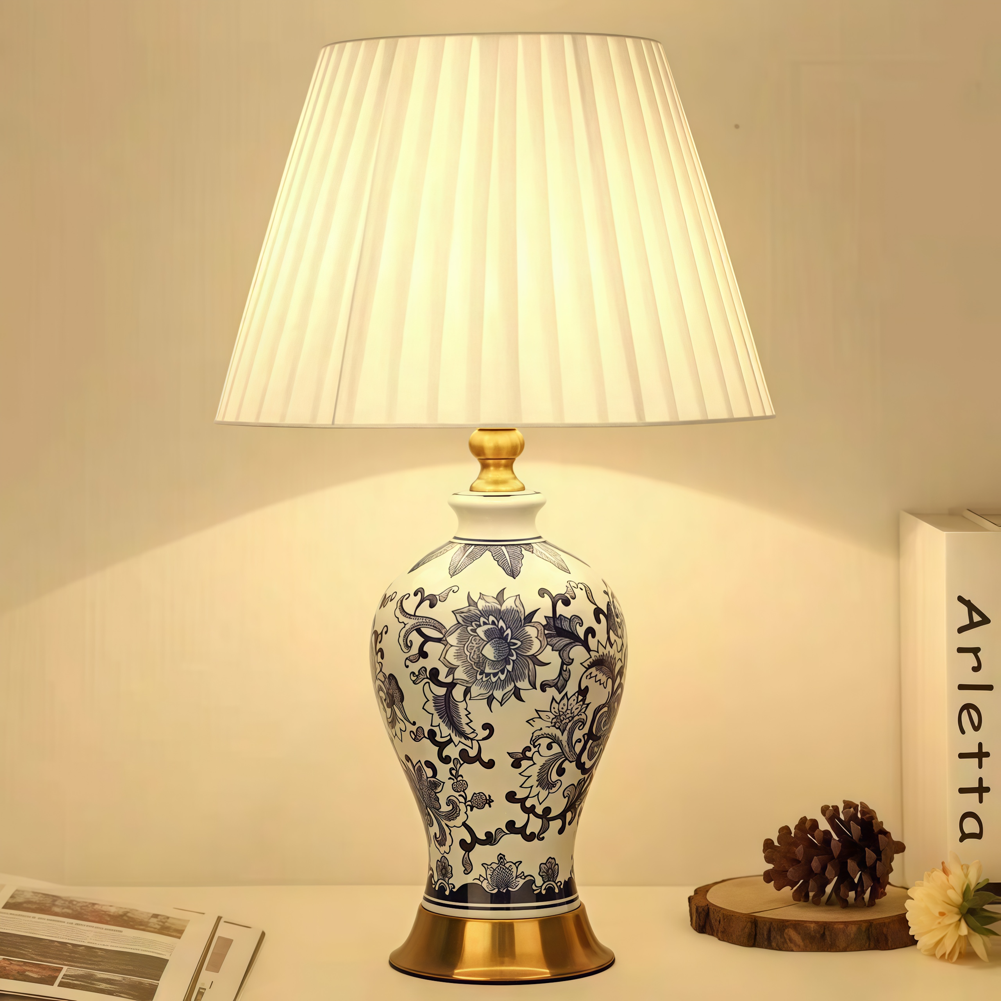 Настольная лампа Clear Lighting, с тканевым абажуром, E27, теплый белый свет