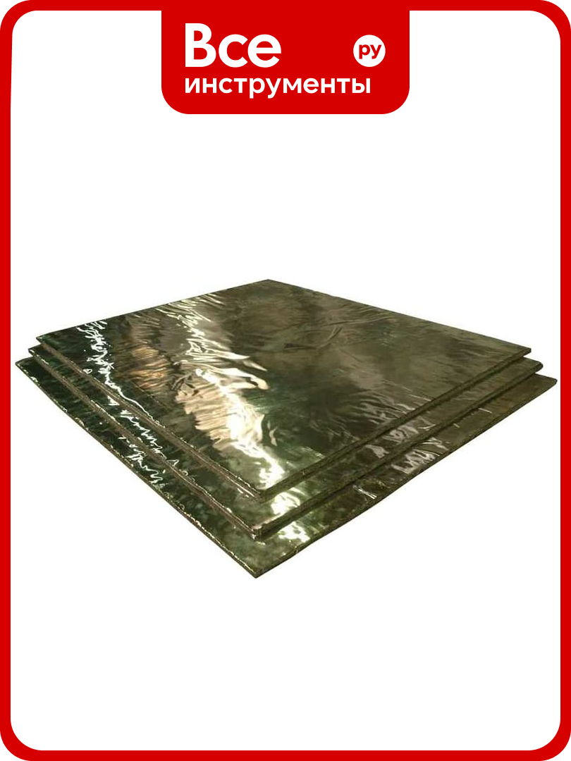Базальтовый картон с фольгой BASFIBER 1000x600x6 мм, 3 шт, 1.8 м2, огнеупорный, 700C БИМ