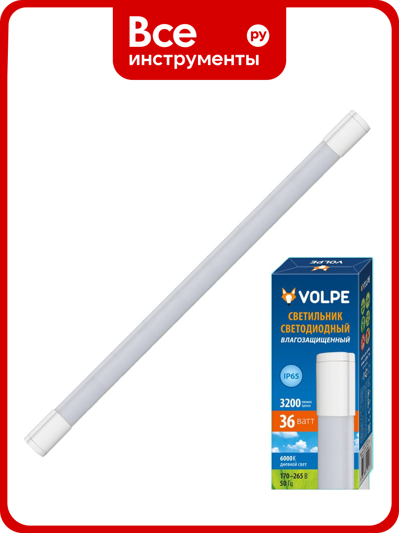 Светодиодный светильник Volpe влагозащищенный, накладной ULT-Q218 36W/NW IP65 WHITE UL-00003550