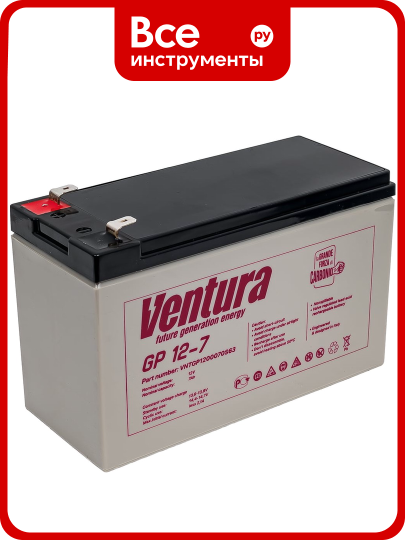 Аккумуляторная батарея 12 В, 7 А*ч Ventura GP 12-7, из себя 12В прямая полярность технология