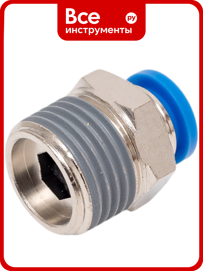 Пневмофитинг цанговый прямой с наружной резьбой HIMPT PC 10-04 (R1/2) 00-00004722