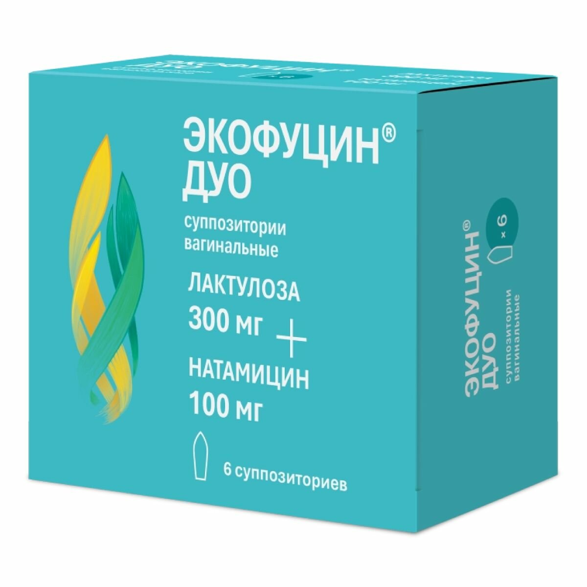 Экофуцин Дуо, суппозитории вагинальные 300+100 мг, 6 шт.