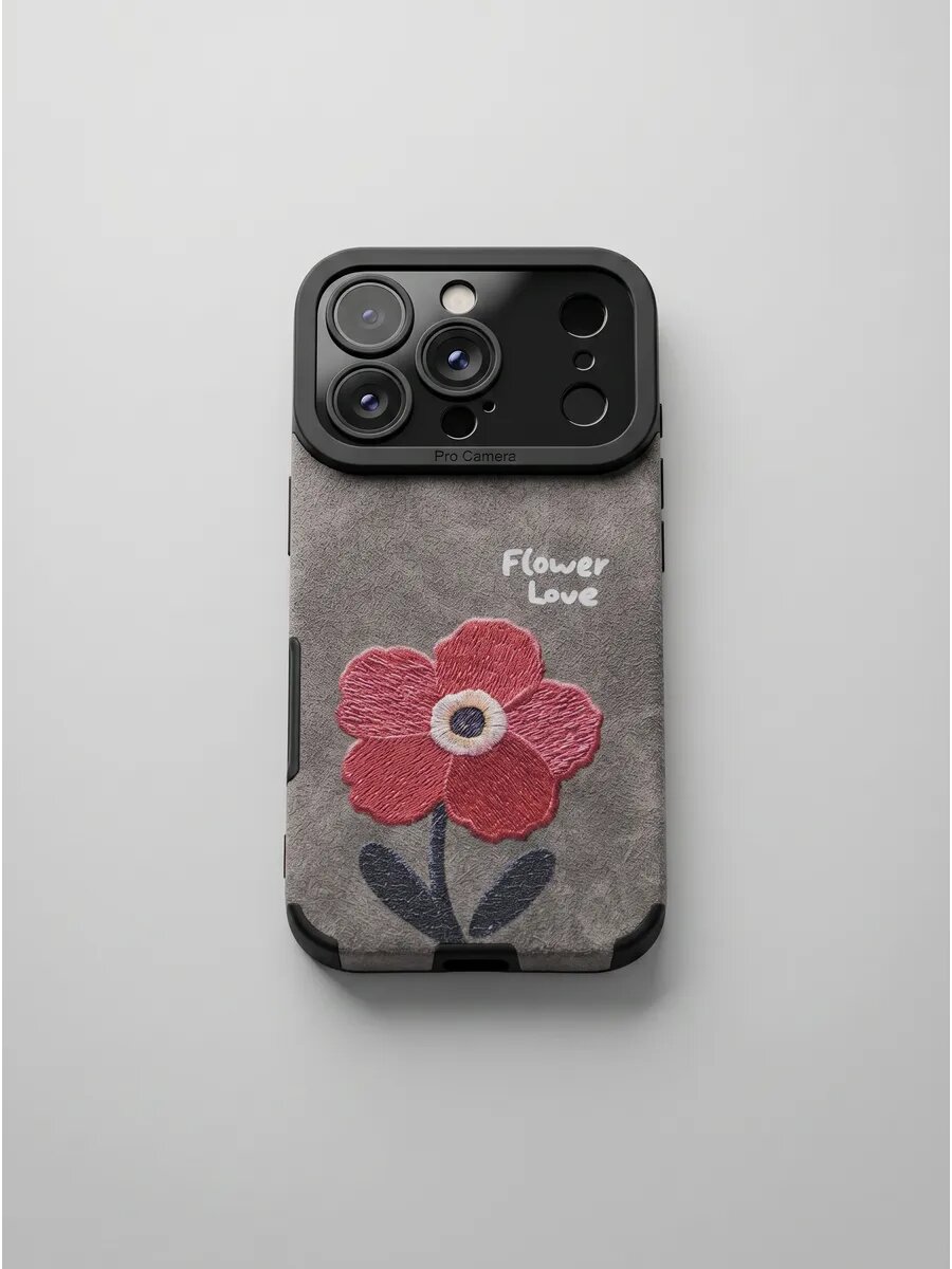 Чехол "Цветок", для iPhone 17 Pro Max, силикон, защита от ударов, цвет серый — фото 1