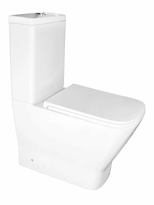 Унитаз-компакт напольный AZARIO Joy AZ-2168-UQ3 с микролифтом, безободковый, антивсплеск, фаянсовый, белый, глянцевый, прямоугольный, с нижним подводом, сиденье для унитаза в комплекте