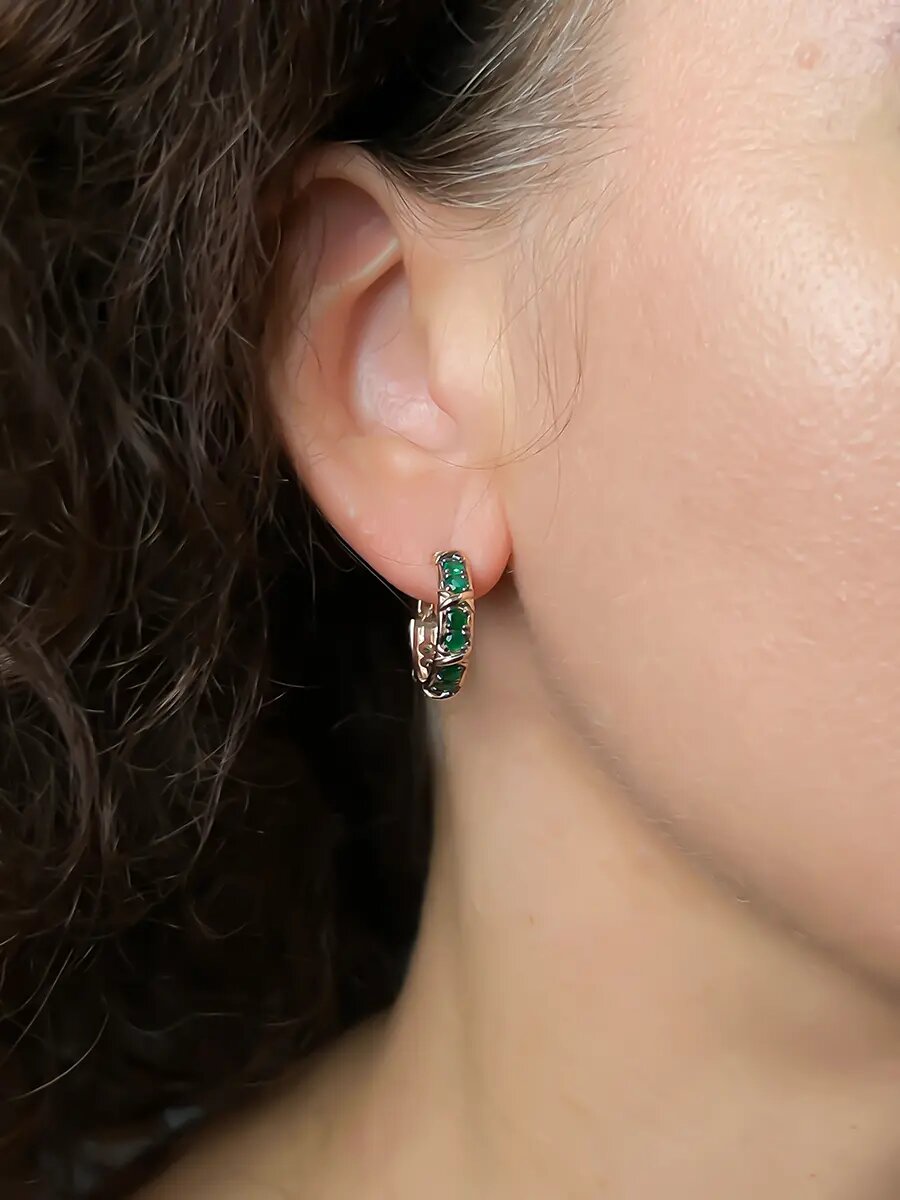 Серьги, красное золото, 375 проба, изумруд