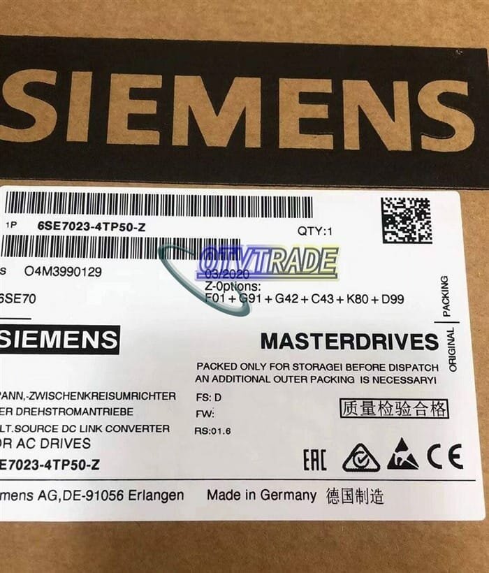 Модуль SIEMENS Main Drive 6SE7023-4TP50-Z Z F01+G91+G42+C43+K80+D99