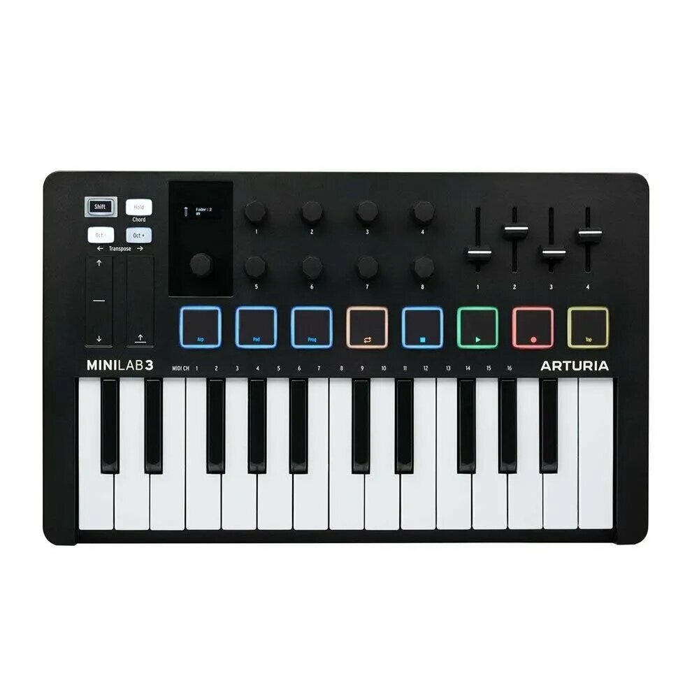 Контроллер MIDI "MiniLab 3", чувствительные пэды, USB-C, эко-дизайн, черный