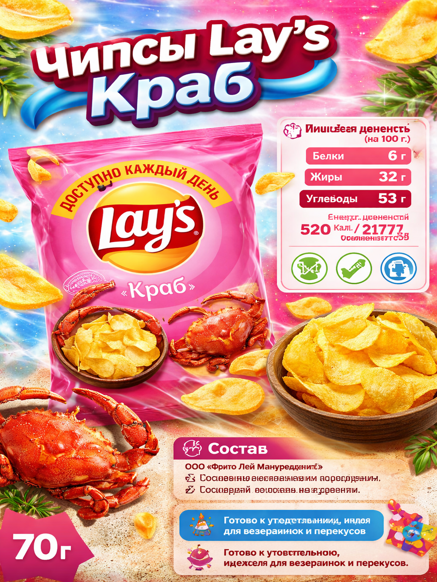 Чипсы Lay's Краб, 70г