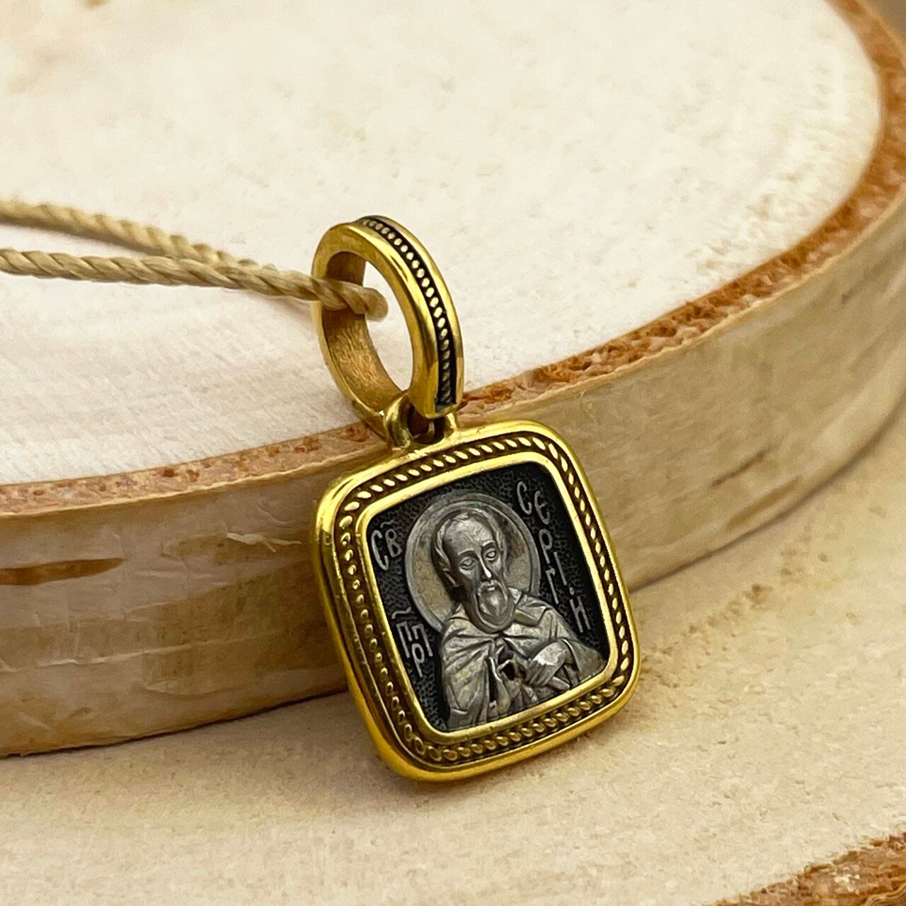 Подвеска Русские Мастерские, серебро, 925 проба, чернение, золочение