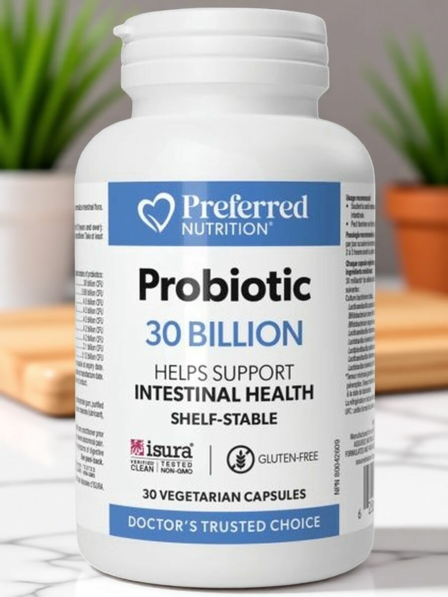 Пробиотик 30 млрд Preferred Nutrition, поддержка микрофлоры и комфортного пищеварения, 30 капсул