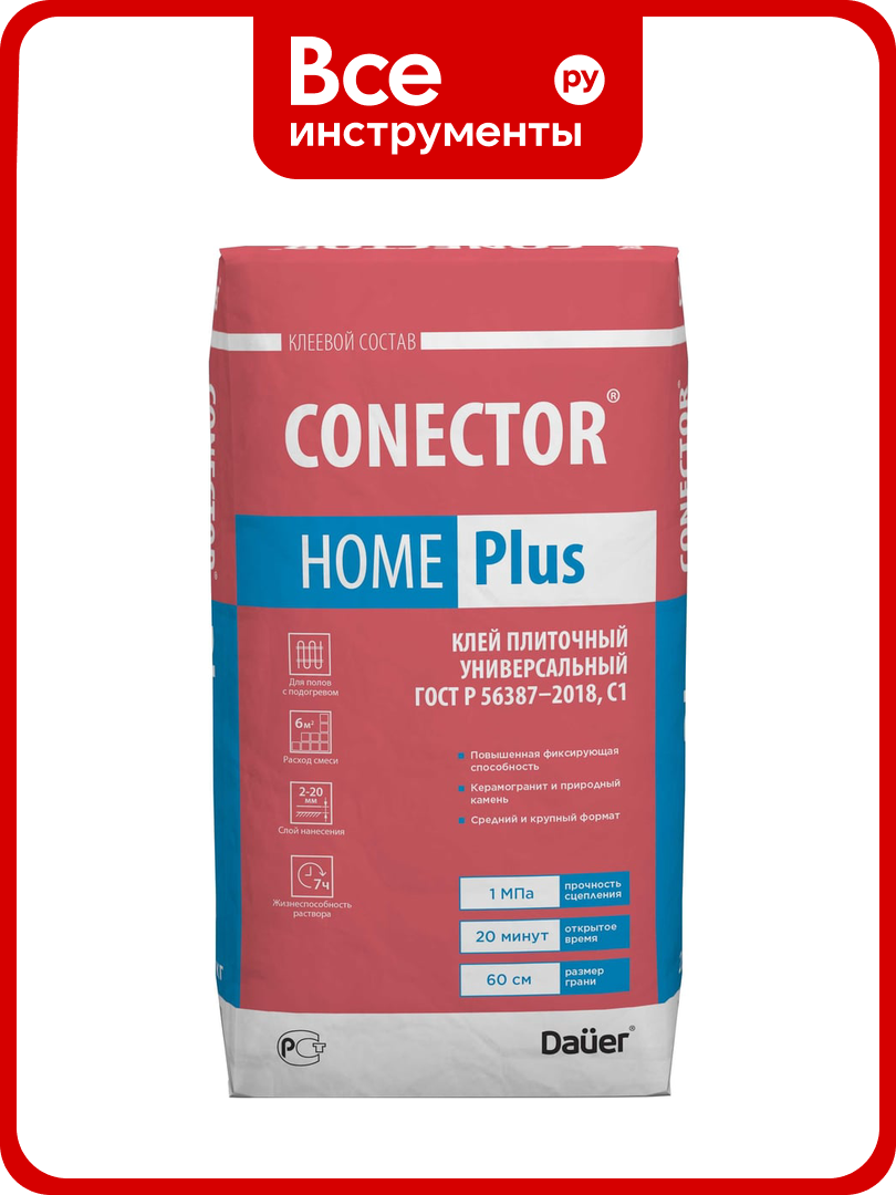 Плиточный универсальный клей Dauer conector home plus 25 кг 31881