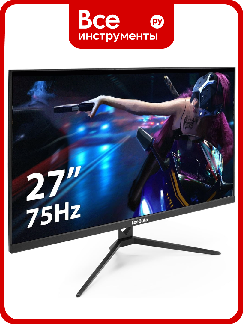 Монитор ExeGate ProSmart EZ2707A IPS LED GradeA+ безрамочный, с аудио, 27", FHD, 1920x1080@75Гц, 16:9, 280cdm2, 1000:1, 178 178, 5ms, Speakers, D-Sub, HDMI1.4, FreeSync, LowBlueLight, 296348
