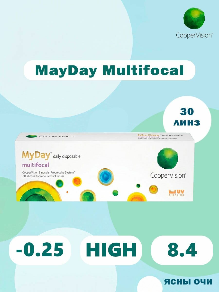 Myday multifocal (30 линз), 8.4, -0.25, HIGH (от +2.00 до +2.50)