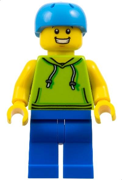Минифигурка Lego cty1138 Skateboarder - Male, Lime Hoodie, Blue Legs, Dark Azure Helmet