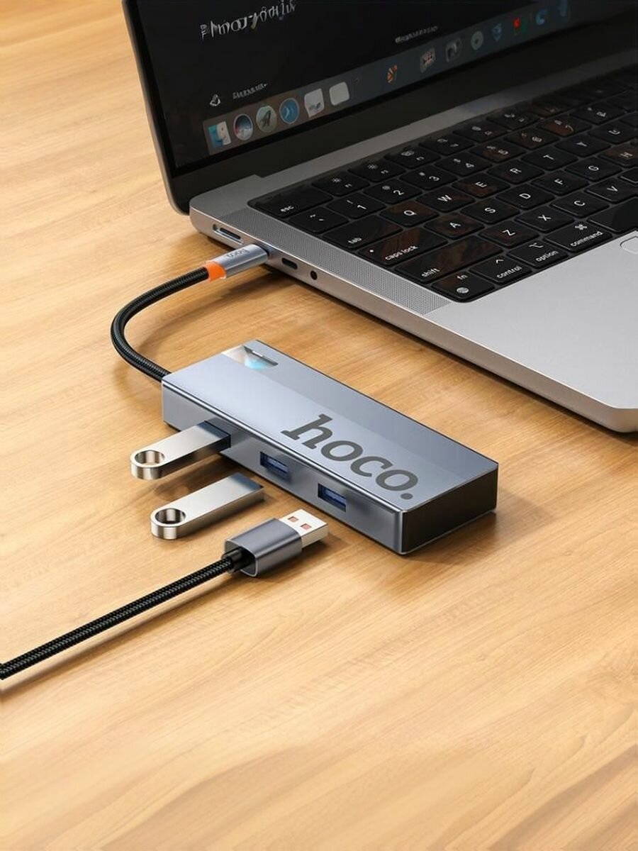 Хаб Type-C для MacBook, телефона, планшета // Порты: HDMI 4k, USB 3, Type C PD, 5Gbps, 18см