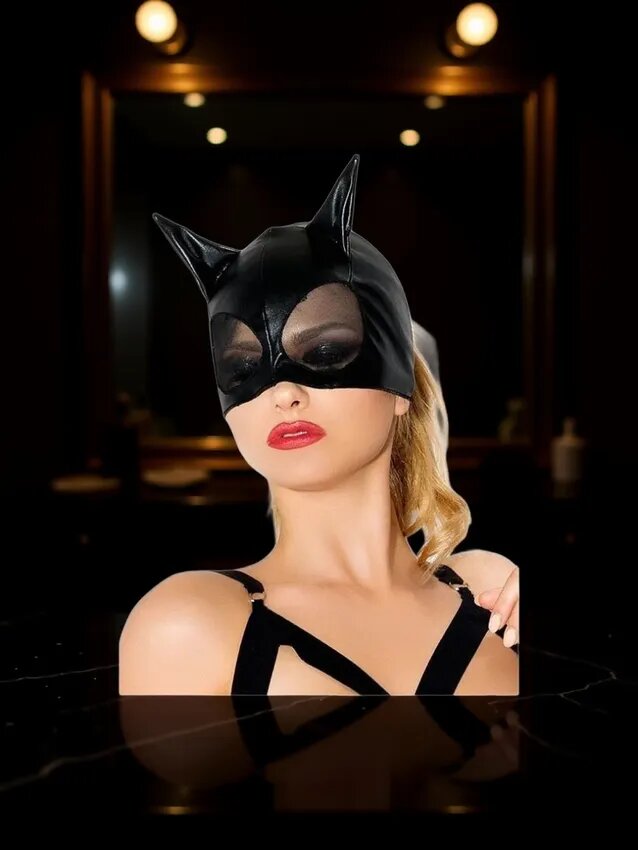 Маска Me Seduce с ушками, сетчатая, черная, искусственная кожа, полиэстер, эластан, размер 1