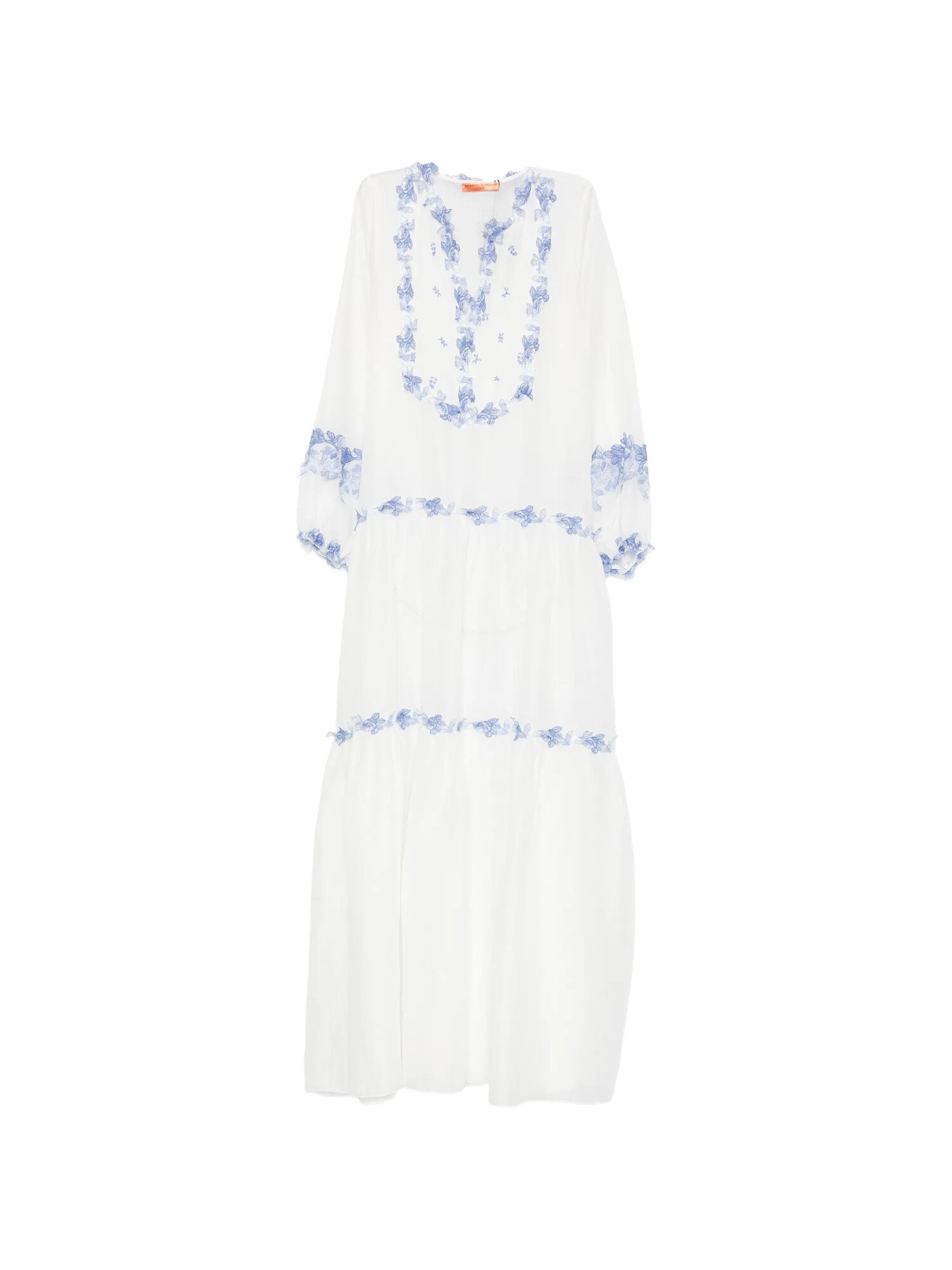 Платье Floral-embroidered tiered maxi beach dress