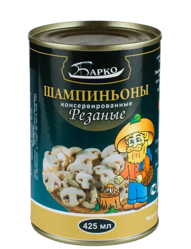 Шампиньоны резаные Барко, 425 мл
