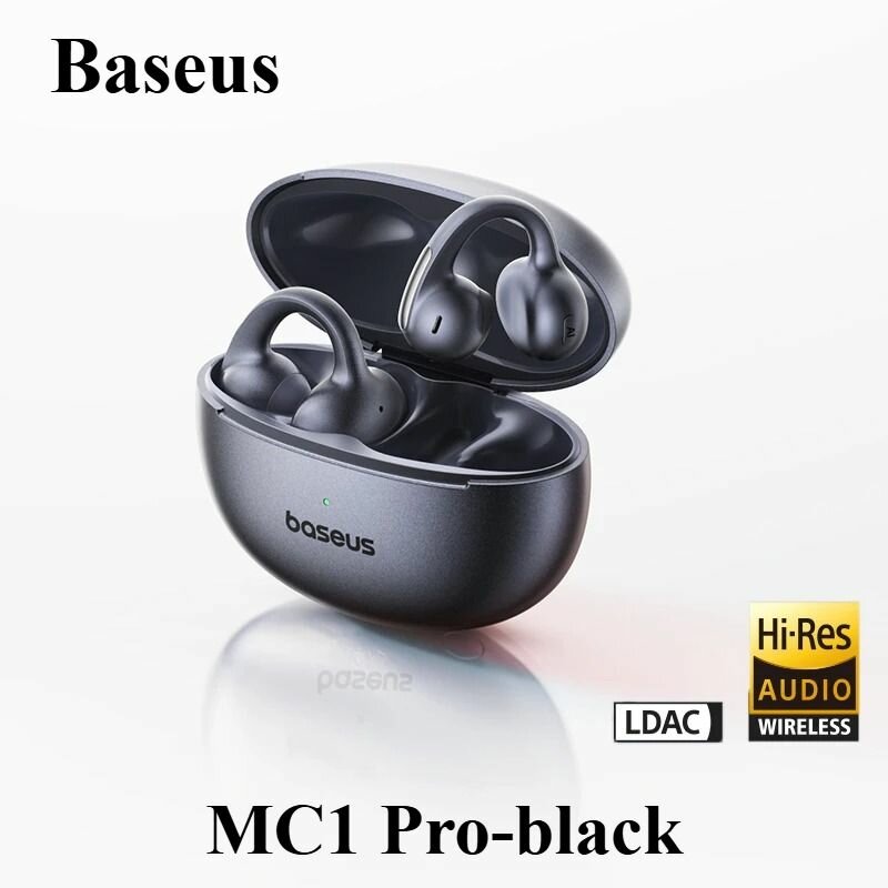 Baseus MC1 Pro Беспроводные наушники с зажимом для ушей Bluetooth 6.0 Hi-Res с 4 микрофонами ENC