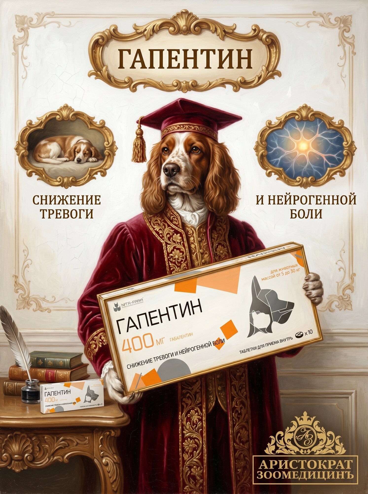 Успокоительное Nita-Farm "Гапентин", для собак и кошек, 400мг, 10таблеток