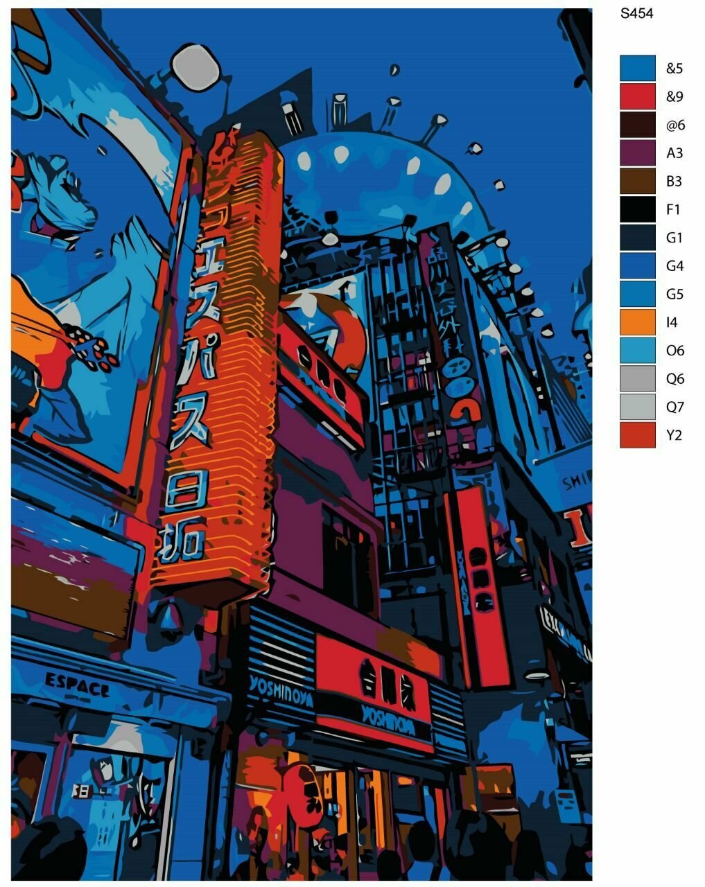 Картина по номерам S454 "Токио неон" 70x110 см