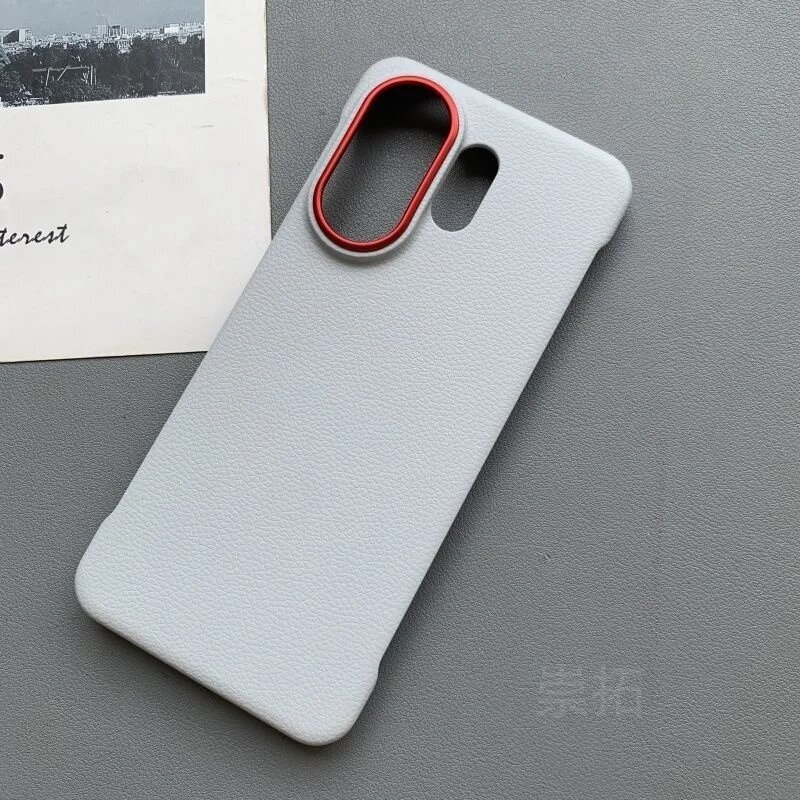 Чехол для VIVO X200 FE с матовым узором личи, пластиковый безрамный тонкий Серый, Off white